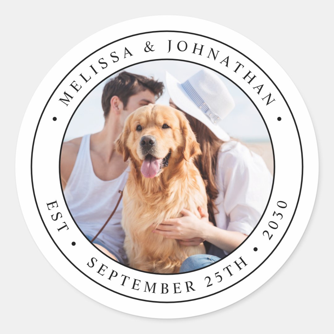 Custom Photo Wedding Classic Round Sticker | Zazzle