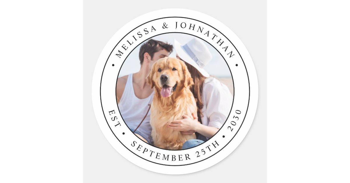 Custom Photo Wedding Classic Round Sticker | Zazzle