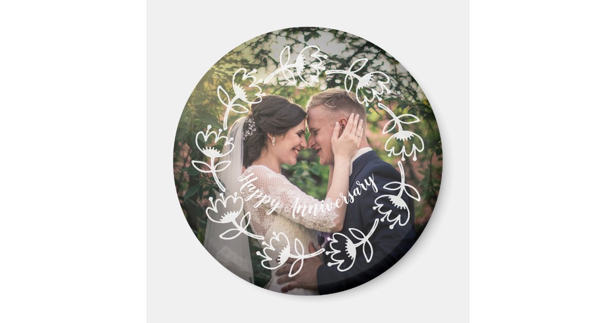 Custom Photo Wedding Happy Anniversary Magnet | Zazzle