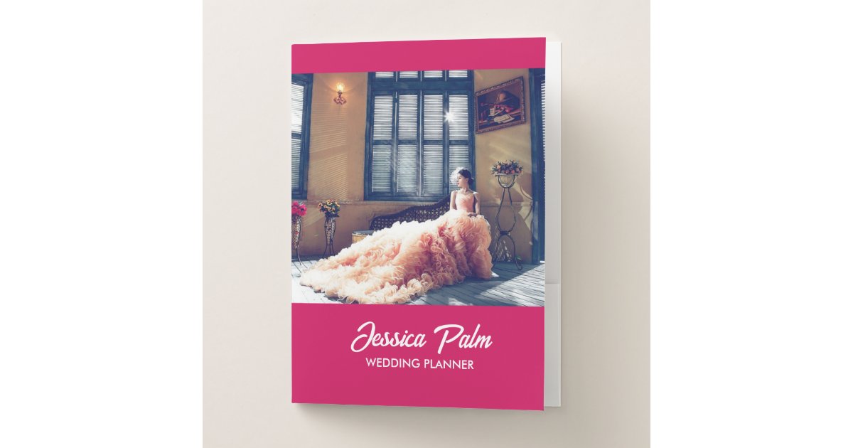 Custom photo wedding pink pocket folder | Zazzle