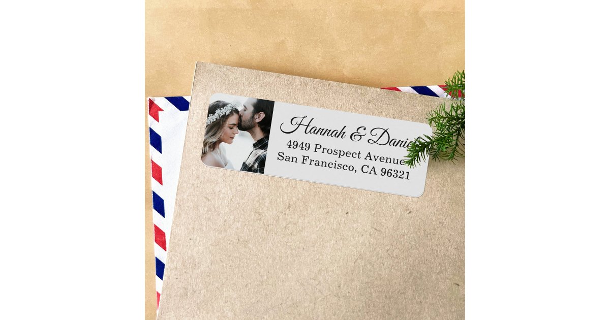 Custom Photo Wedding Return Address Label | Zazzle