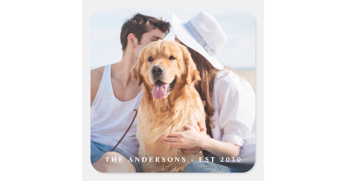 Custom Photo Wedding Square Sticker | Zazzle.com