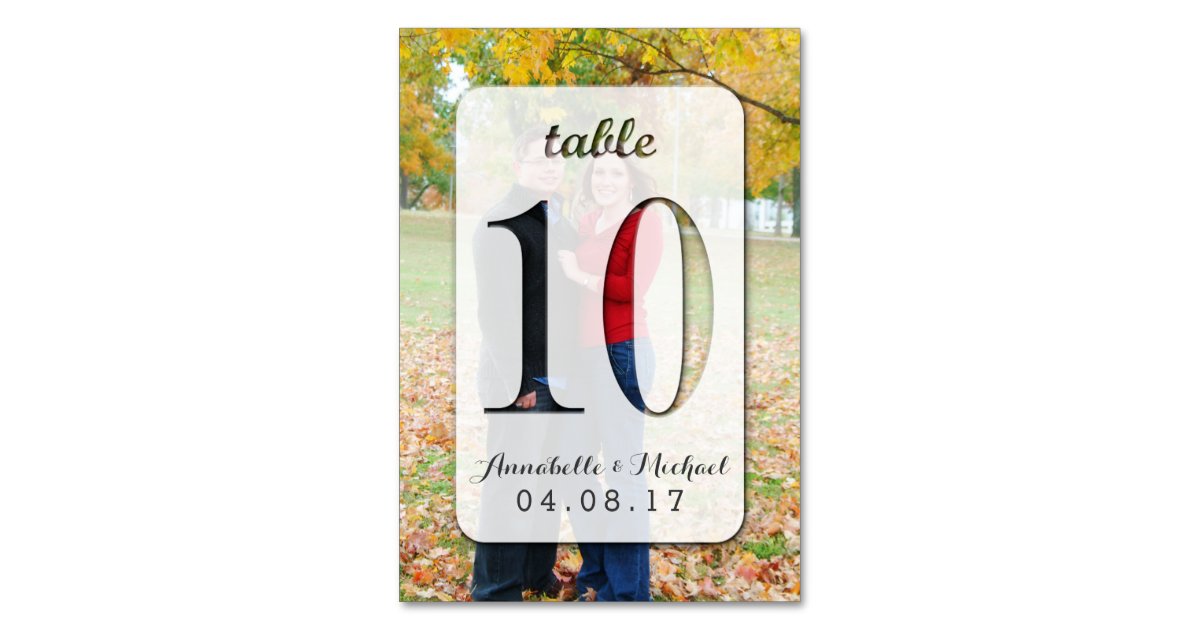 Custom Photo Wedding Table Number Card 10 | Zazzle