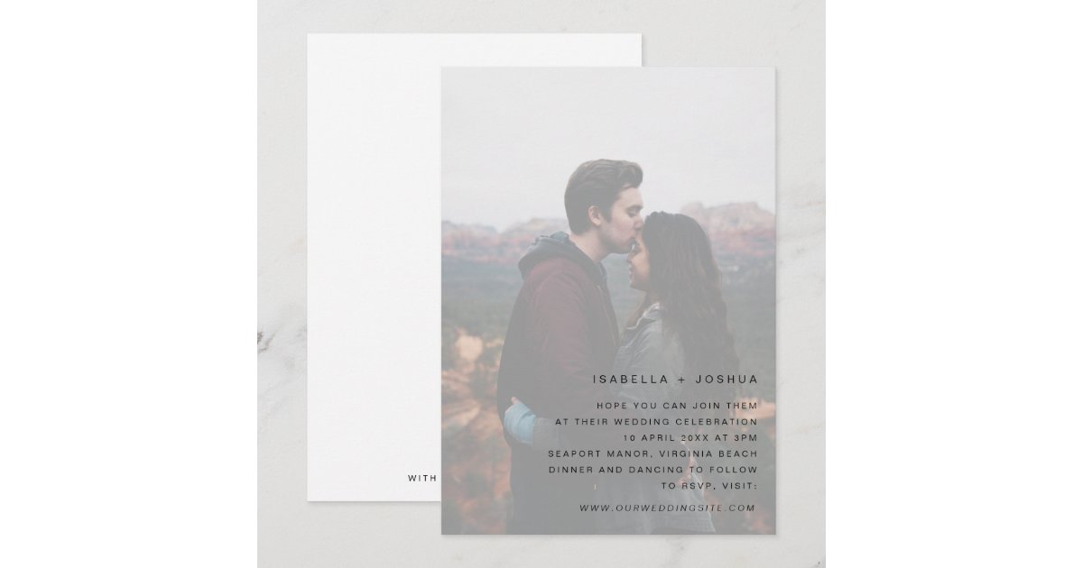 Custom Photo White Simple Wedding Invitation | Zazzle