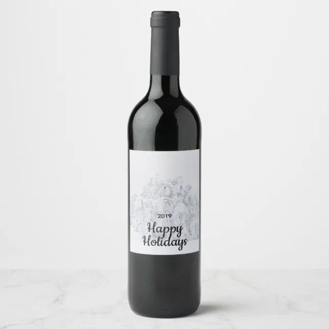 Custom photo winter Christmas Wine Label | Zazzle