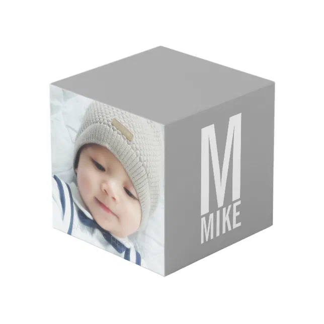 Custom Photo with Monogram and Name Cube | Zazzle