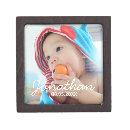 Custom Photo with Name and Date Gift Box | Zazzle
