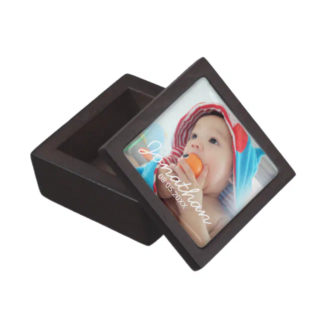 Custom Photo with Name and Date Gift Box | Zazzle