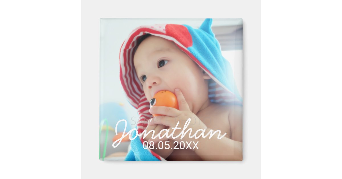 Custom Photo with Name and Date Magnet | Zazzle