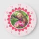 Custom Photo with Peachy Hearts Circle Large Clock | Zazzle