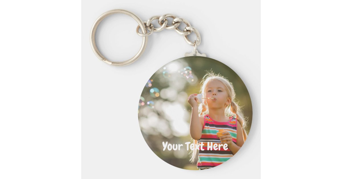 Custom Photo With Text Keychain | Zazzle