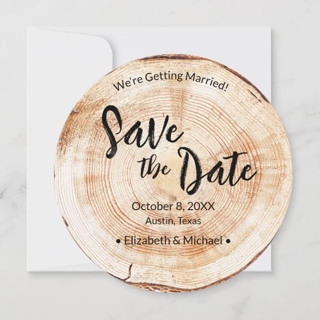 Custom photo Wood Grain Rustic Wedding Invitation | Zazzle