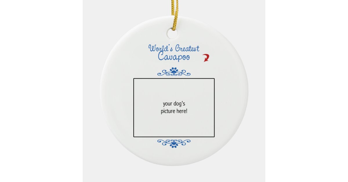 Custom Photo! Worlds Greatest Cavapoo Ceramic Ornament | Zazzle