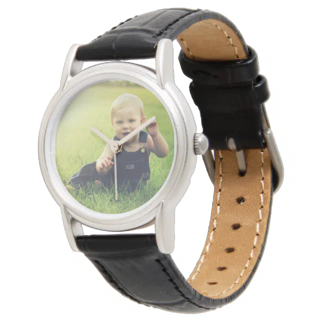 Custom Photo Wrist Watch Without Numbers | Zazzle