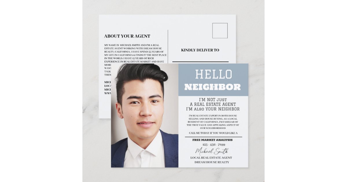 Custom Photo Your Neighborhood Realtor Real Estate Postcard | Zazzle