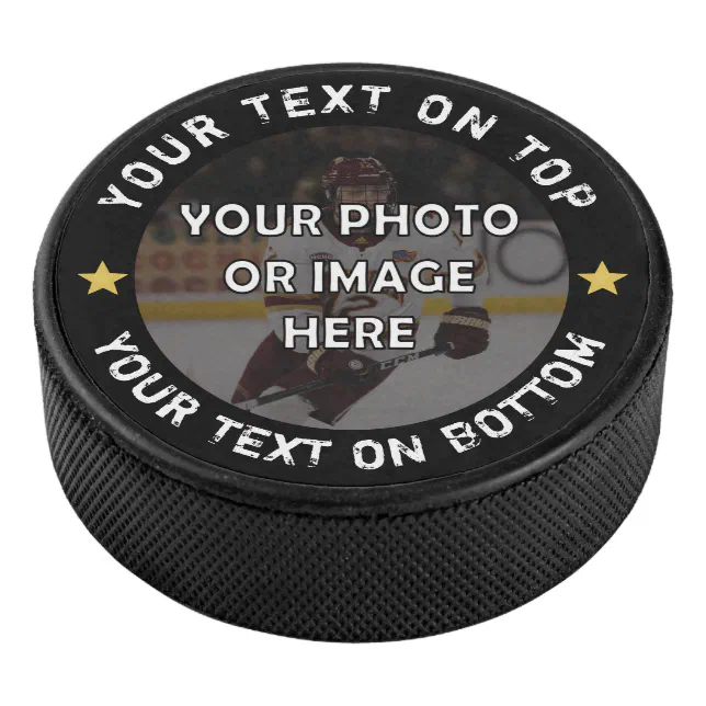 Custom Photo Your Text and Color Personalized Hockey Puck | Zazzle