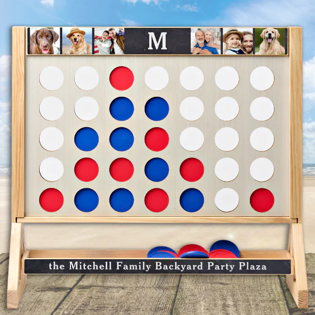 Custom Photos Chalkboard Family Monogram Giant Fast Four | Zazzle