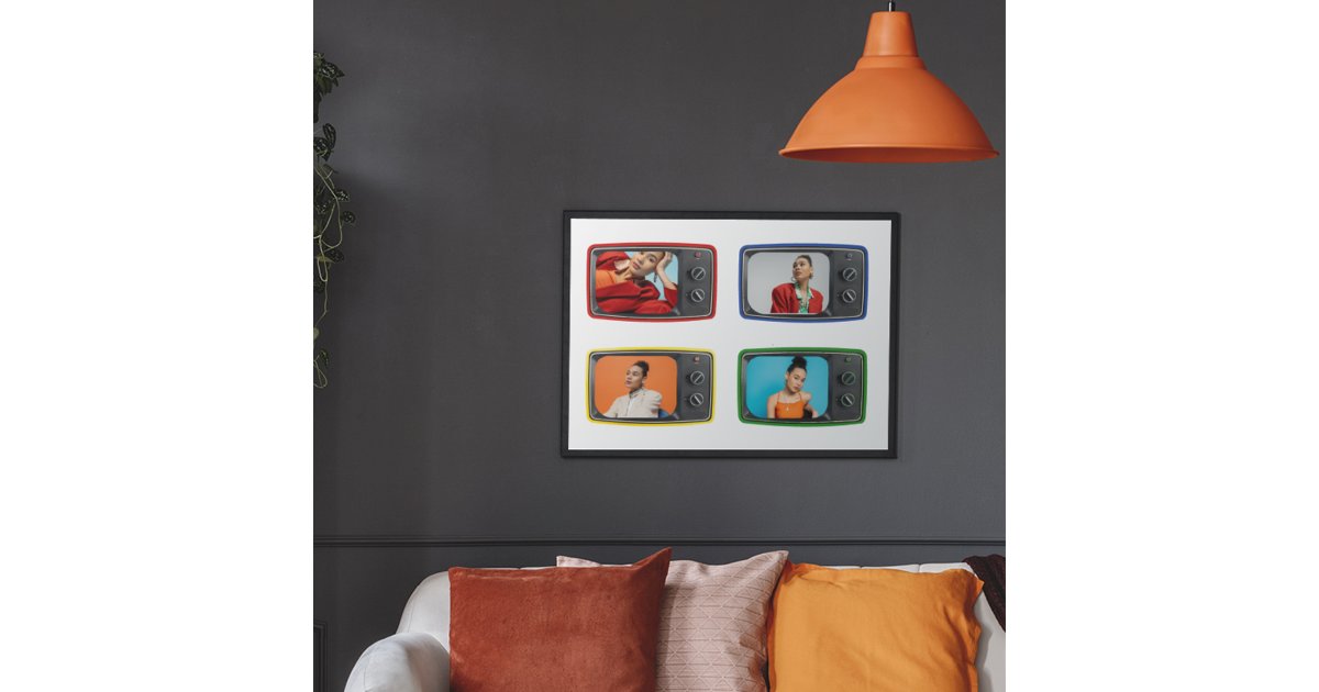 Custom Photos in Vintage TVs Pop Art Style Poster | Zazzle