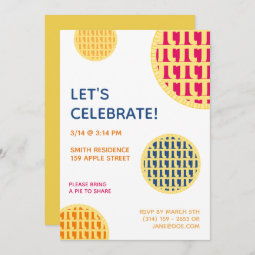 Custom Pi Day Pie Party Invitation Card Template | Zazzle