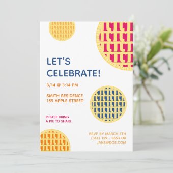 Custom Pi Day Pie Party Invitation Card Template | Zazzle