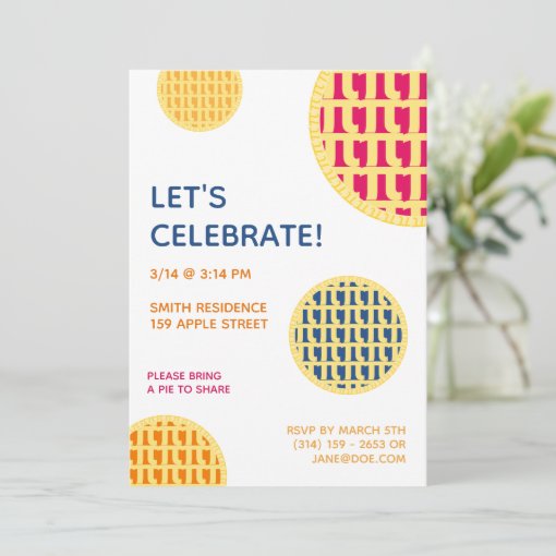 Custom Pi Day Pie Party Invitation Card Template | Zazzle