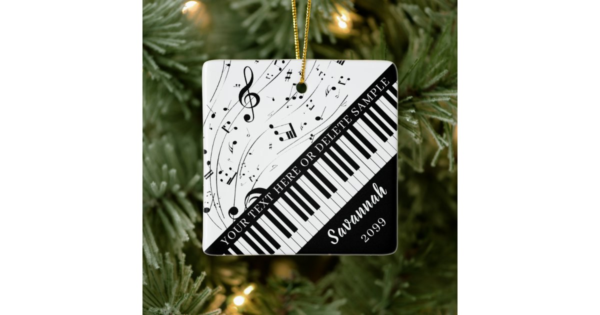 Custom Piano Keyboard Music Notes Personalized Ceramic Ornament | Zazzle