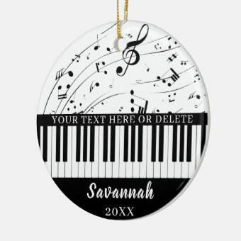 Custom Piano Keyboard Music Notes Personalized Ceramic Ornament | Zazzle