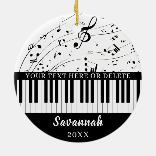 Custom Piano Keyboard Music Notes Personalized Ceramic Ornament | Zazzle