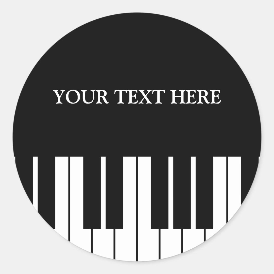 Custom piano keys round stickers for pianist | Zazzle