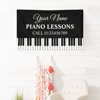 Custom piano lessons banner sign for music teacher | Zazzle