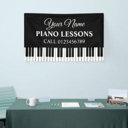 Custom piano lessons banner sign for music teacher | Zazzle