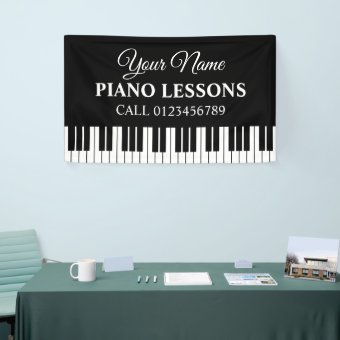 Custom piano lessons banner sign for music teacher | Zazzle