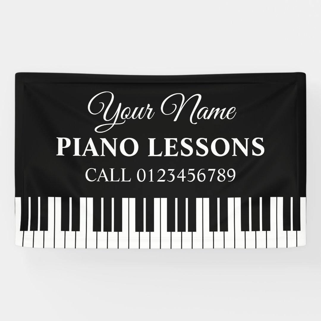 Custom piano lessons banner sign for music teacher | Zazzle