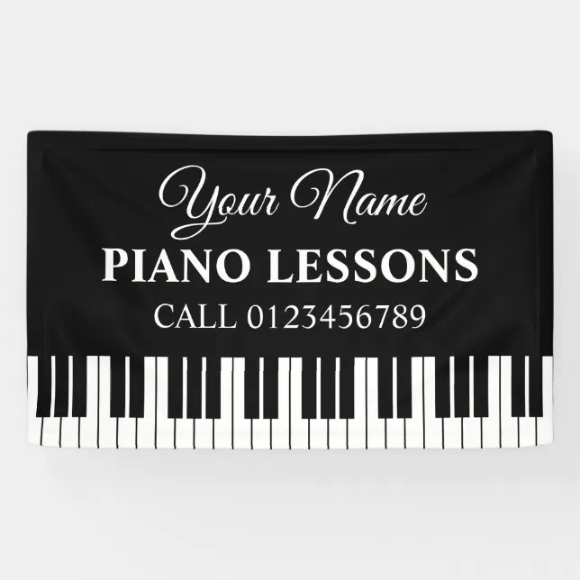 Custom piano lessons banner sign for music teacher | Zazzle