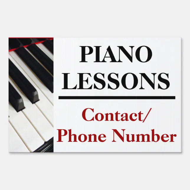 Custom Piano Lessons Yard Sign Ad | Zazzle