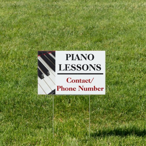 Custom Piano Lessons Yard Sign Ad | Zazzle
