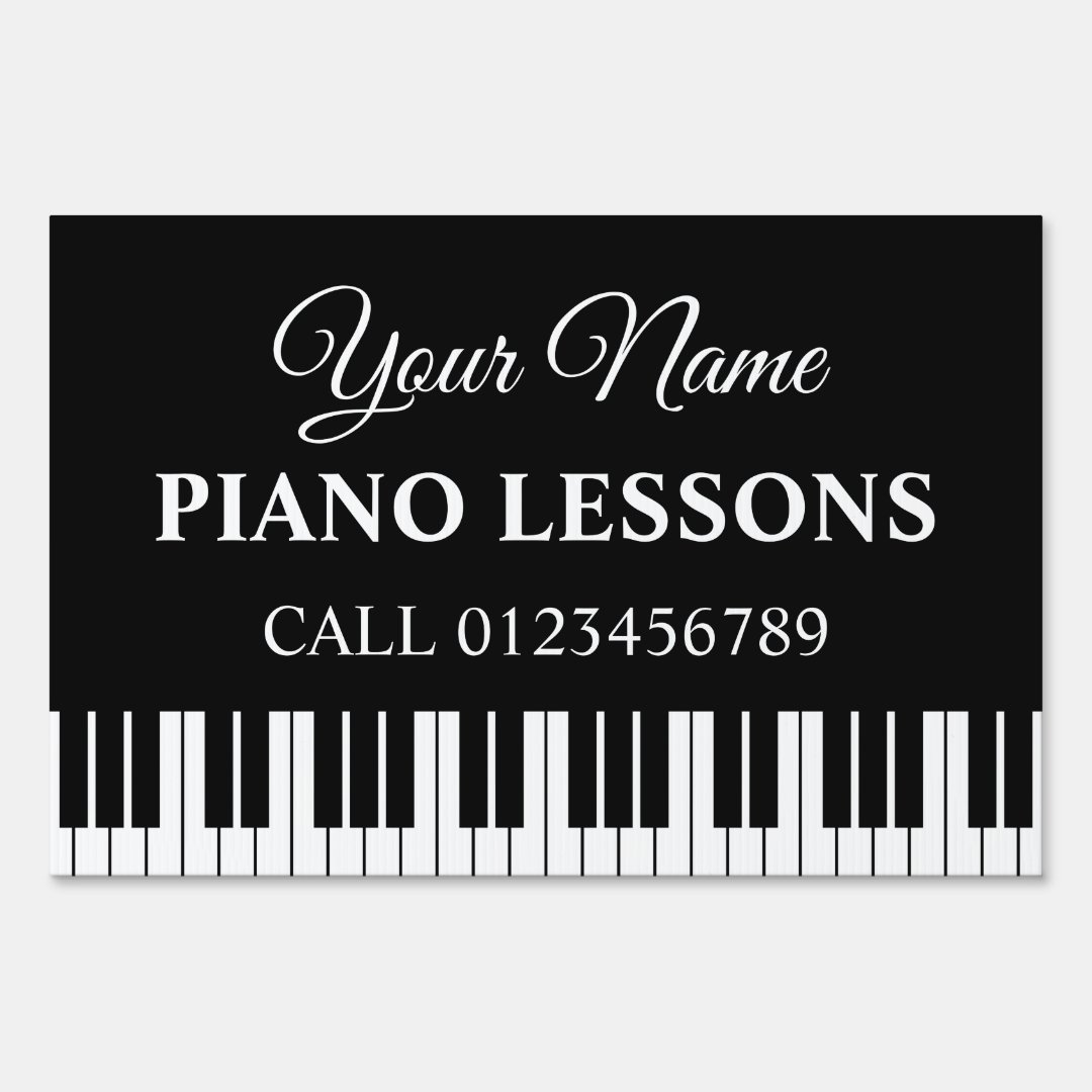 Custom piano lessons yard sign for music teacher | Zazzle