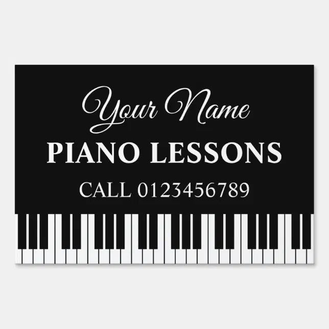 Custom piano lessons yard sign for music teacher | Zazzle