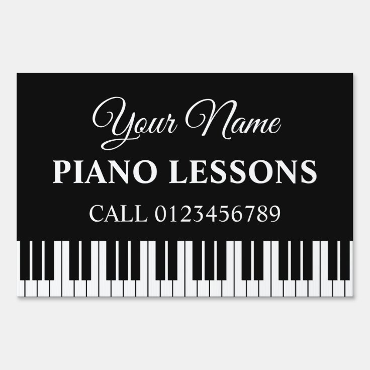 Custom piano lessons yard sign for music teacher | Zazzle