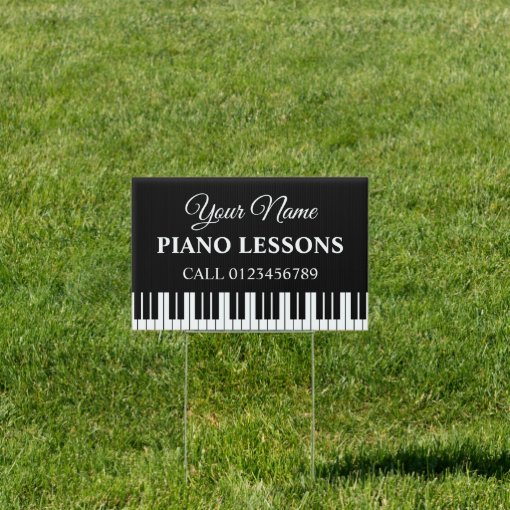 Custom piano lessons yard sign for music teacher | Zazzle