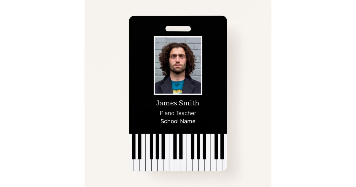 Custom Piano Teacher Name ID Badge | Zazzle