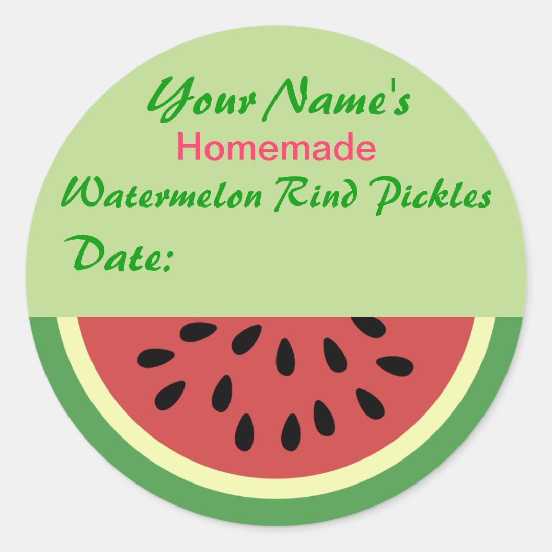 Custom Pickle Jar Labels Watermelon Round Sticker | Zazzle