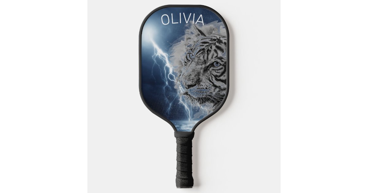 CUSTOM PICKLEBALL PADDLE TIGER WITH STORM CLOUDS | Zazzle