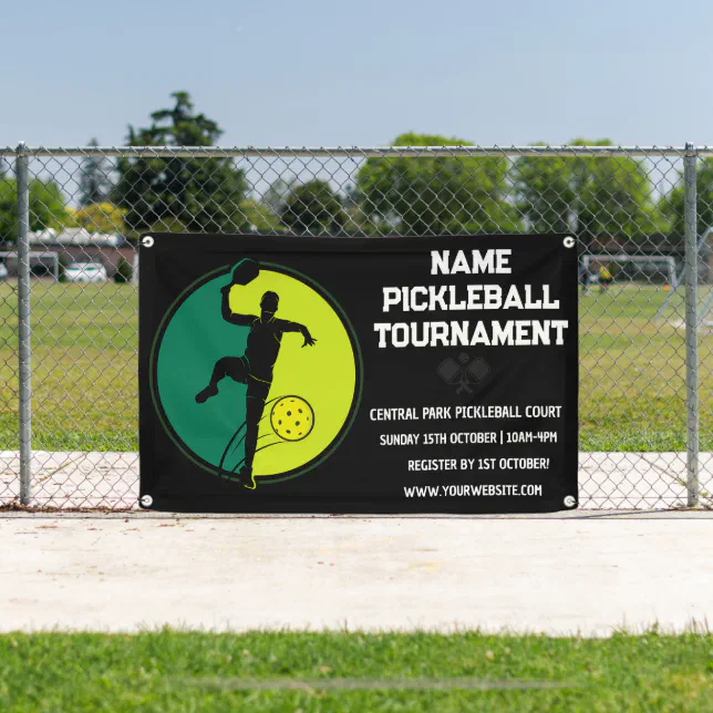 Custom Pickleball Tournament Championship Black Banner | Zazzle