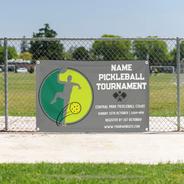 Custom Pickleball Tournament Championship Gray Banner | Zazzle