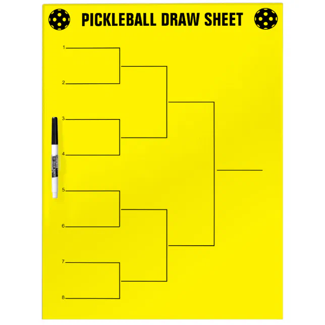 Custom pickleball tournament draw sheet template dry erase board | Zazzle