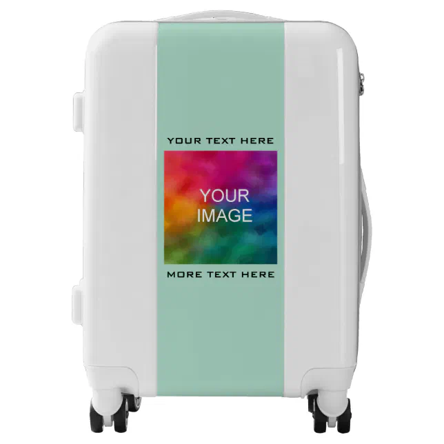 Custom Picture Photo Image Logo Teal Carry On Luggage | Zazzle