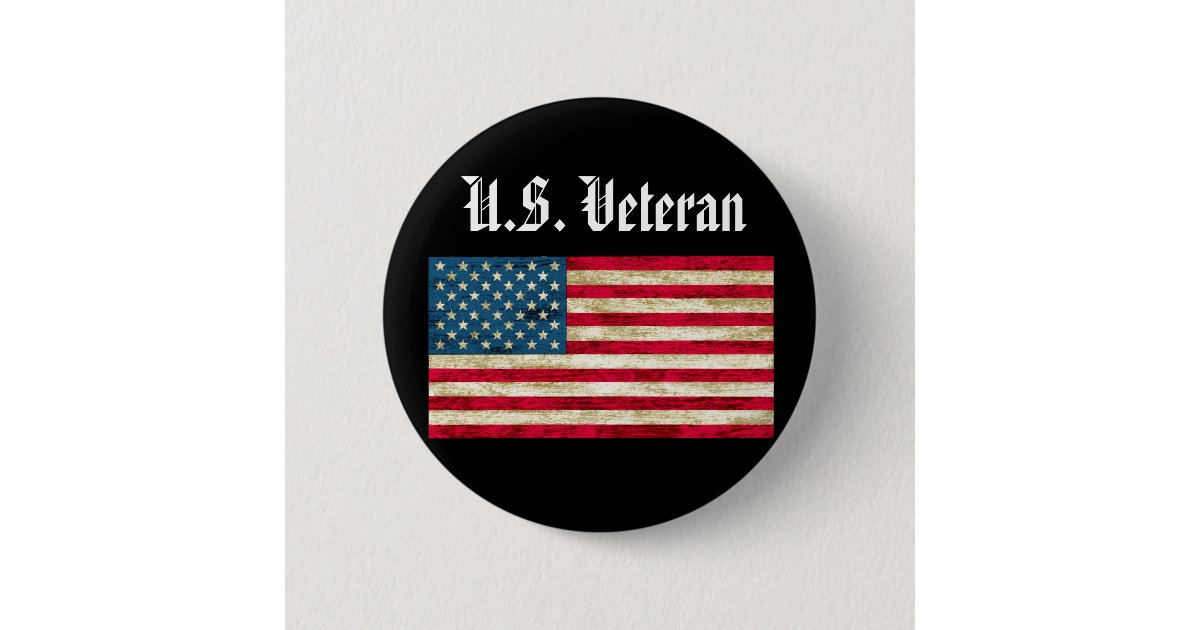 Custom Pin U.S. Veteran Hat Button US Flag | Zazzle