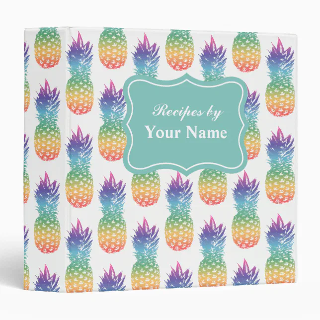 Custom pineapple fruit recipe binder cook book | Zazzle