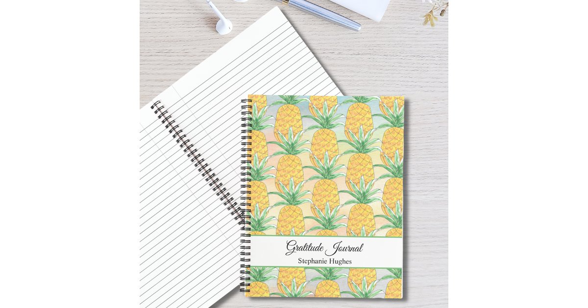 Custom Pineapple Watercolor Gratitude Journal | Zazzle